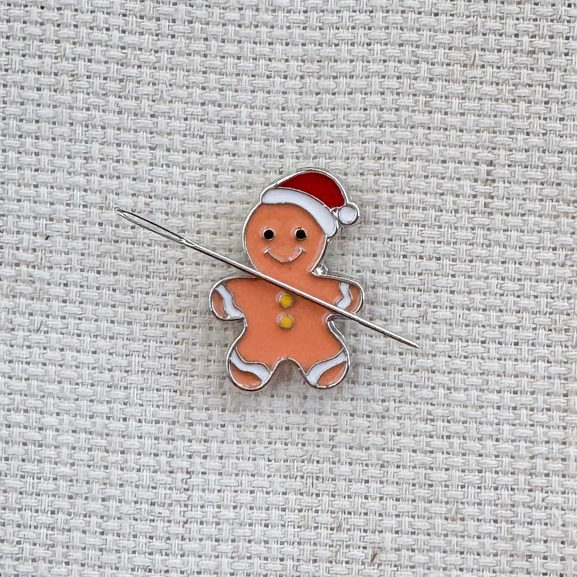 Gingerbread Man Enamel Needle Minder – StewArt Stitches